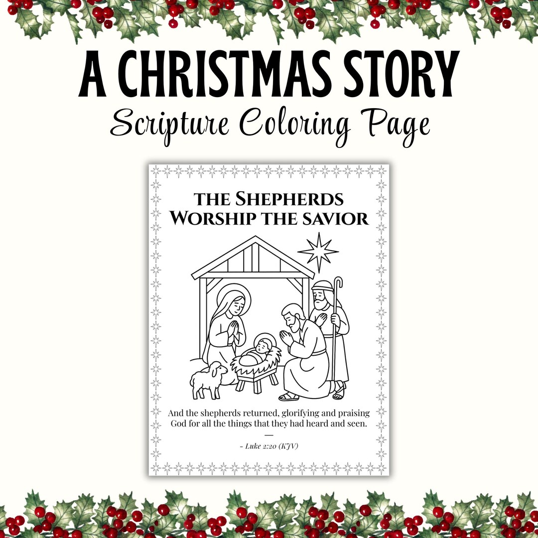 Nativity Scripture Coloring Page | Shepherds Worship Savior - Luke 2:20 ...