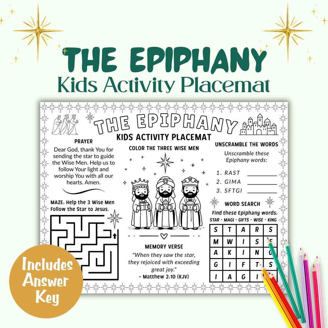 Epiphany Kids Activity Placemat Printable PDF| Christian Bible ...