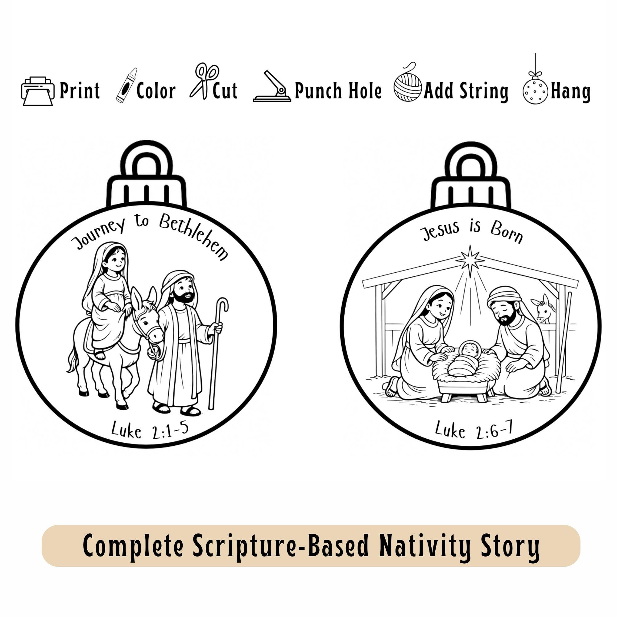 DIY Nativity Ornament Printable | Christian Craft for Kids | Bible ...