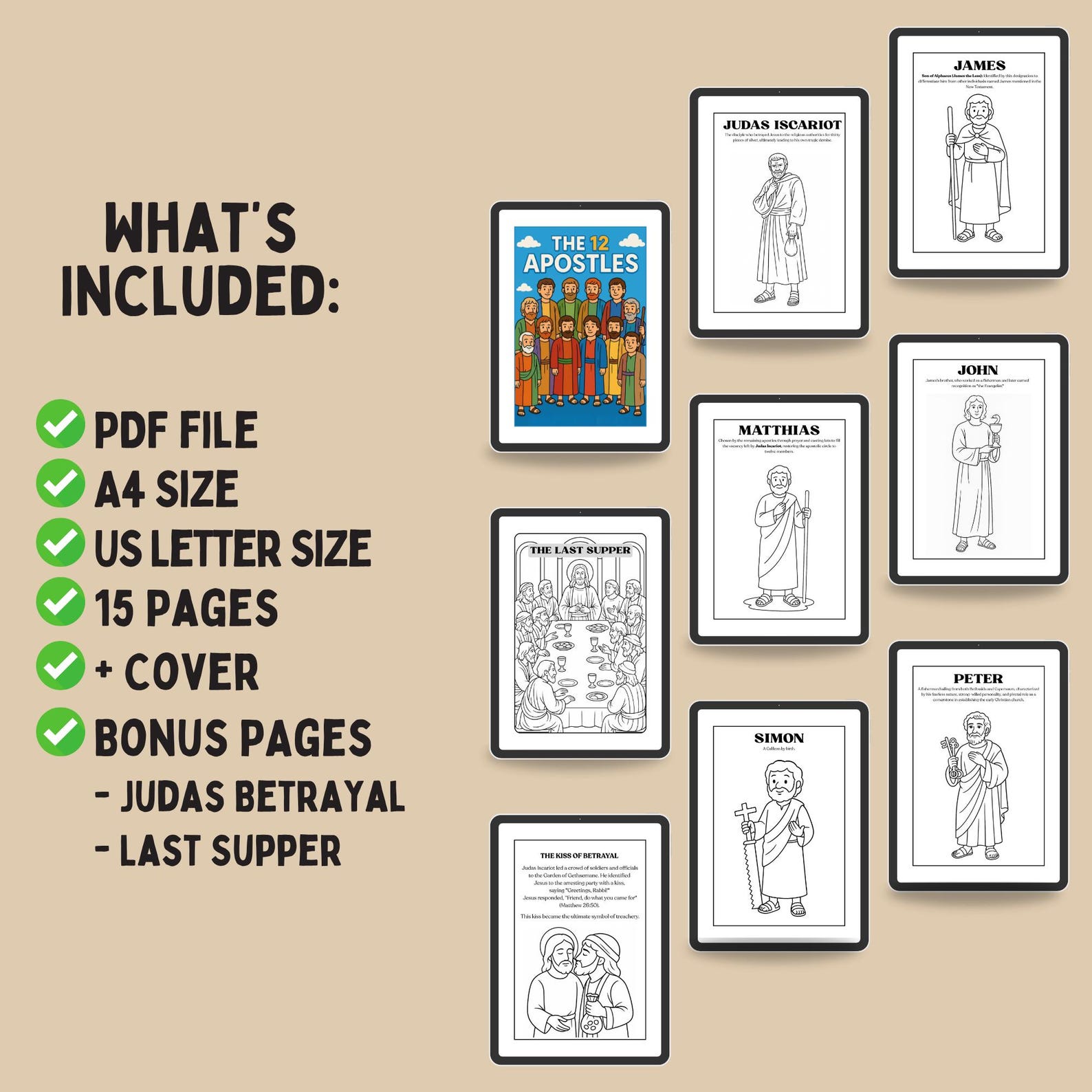 12 Apostles of Jesus Coloring Pages | Bible Story Printable for Kids ...