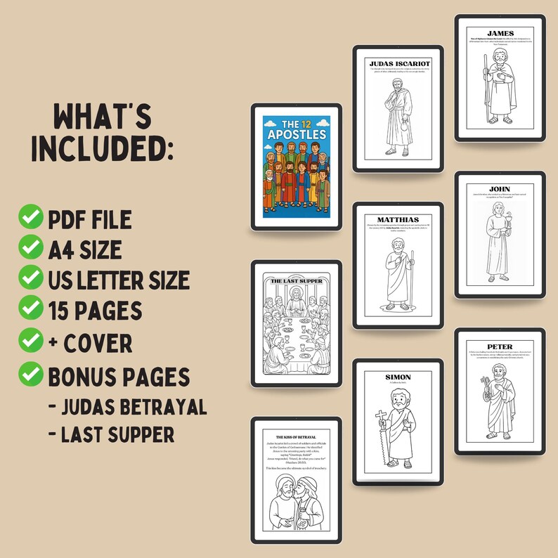 12 Apostles of Jesus Coloring Pages | Bible Story Printable for Kids ...
