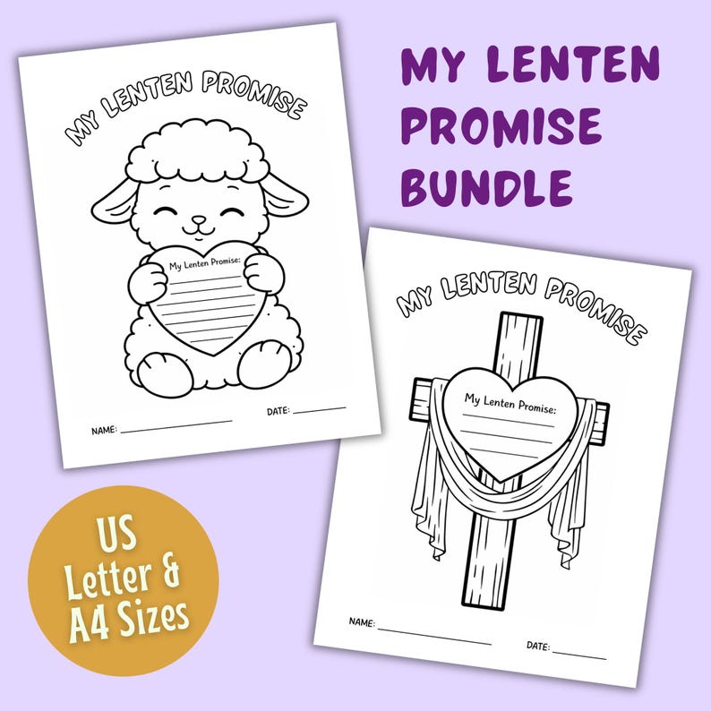 Lenten Promise Coloring Pages for Kids (2 Designs) | Christian Lent ...