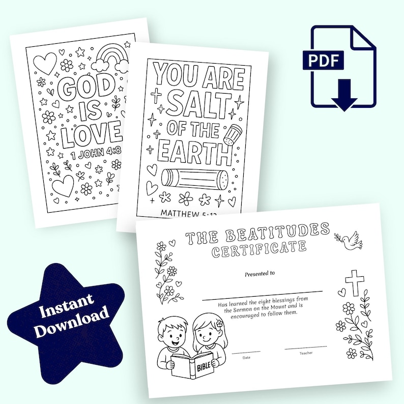 Beatitudes Bible Activity Placemat for Kids | Christian Worksheets ...