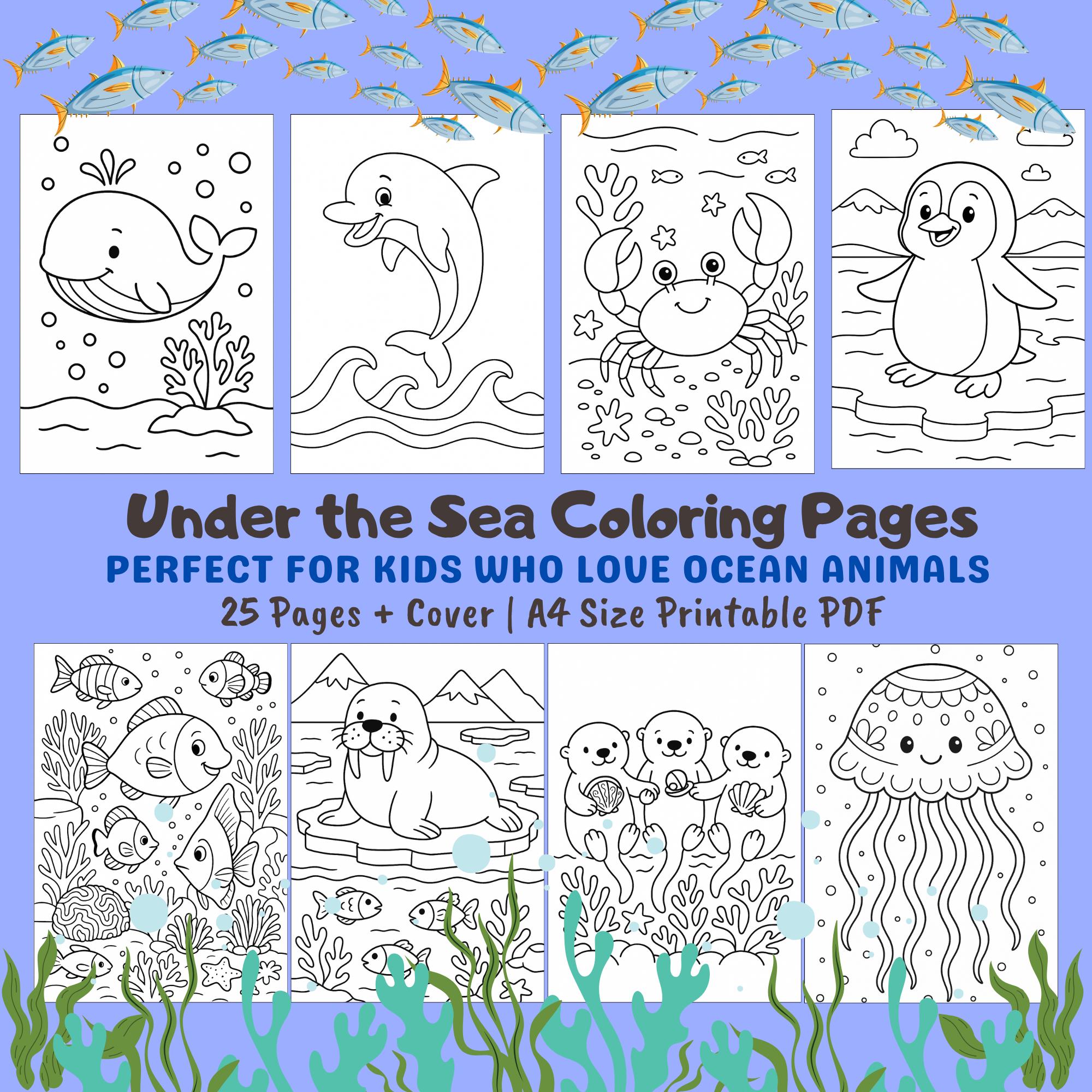 Ocean Animals Coloring Pages: Under the Sea Printable Art Activity (PDF ...
