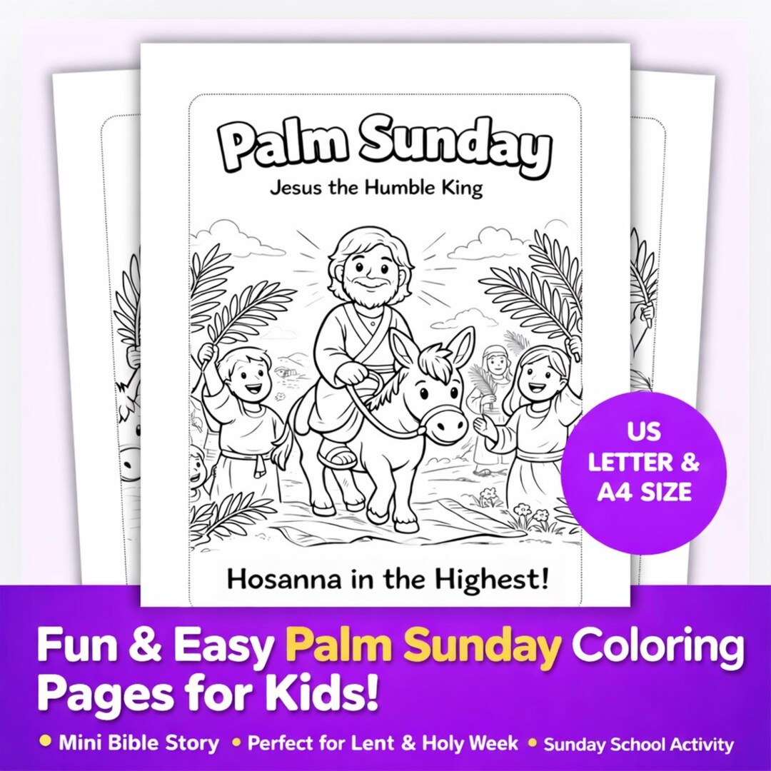 Palm Sunday Coloring Pages for Kids | Jesus Mini Story | Lent & Holy ...