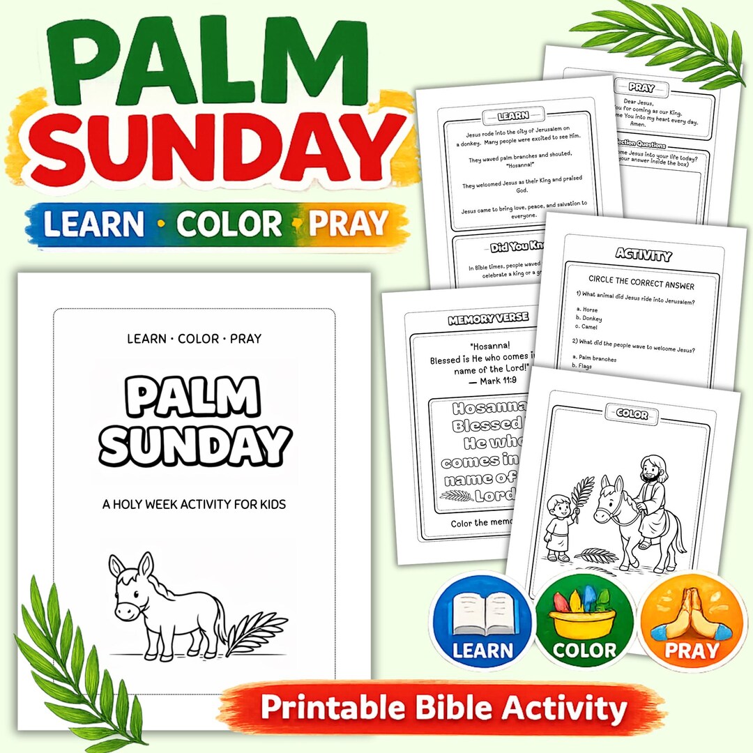 Palm Sunday Activity | Holy Week Sunday School Printable | Learn Color ...