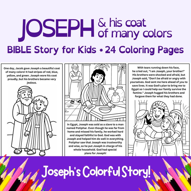 Joseph's Coat Story Book, Christian Coloring Pages, Printable Bible ...