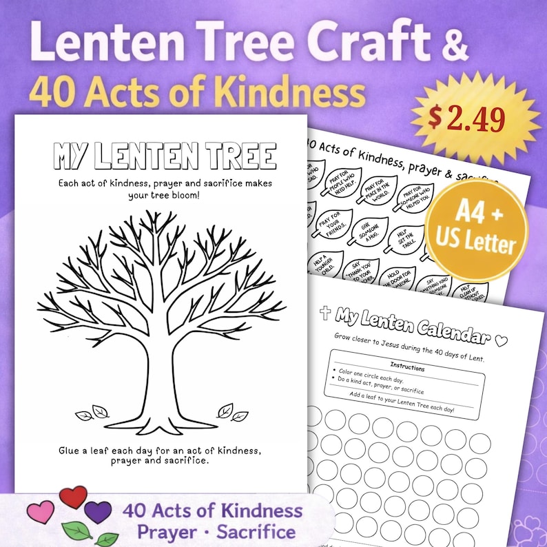 Lenten Tree Craft | 40 Days of Lent Calendar Activity for Kids | Acts ...