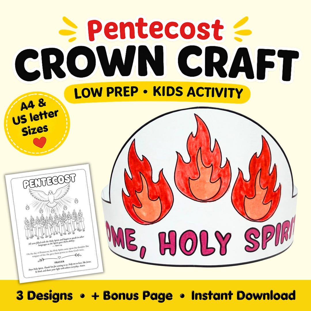 Pentecost Paper Crown Craft for Kids | Holy Spirit Flames Coloring ...