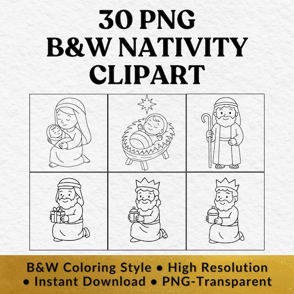 Religious Image, Clipart, Black and White - Etsy