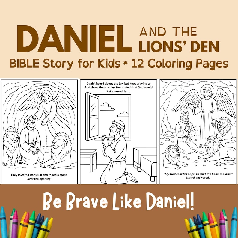Daniel and the Lions' Den Coloring Book: Bible Story, Sunday School ...