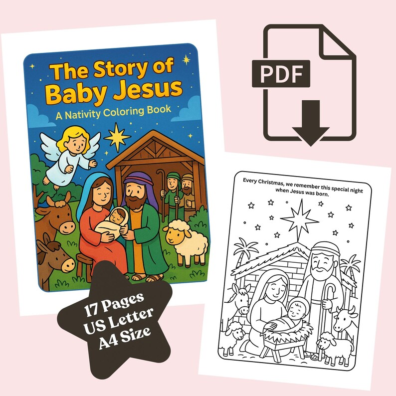 Nativity Story Coloring Pages, Printable Bible Activity Sheets ...