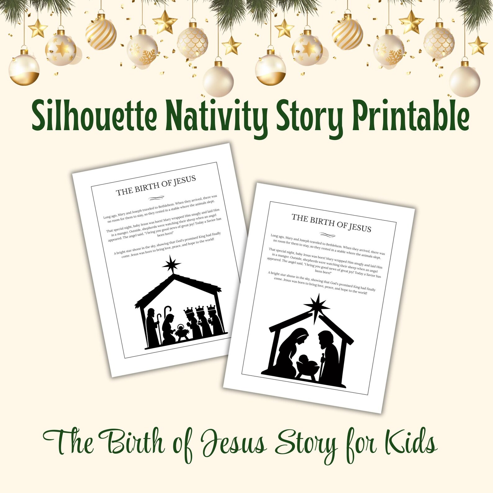 Silhouette Nativity Story | Birth of Jesus Printable PDF | B&W ...