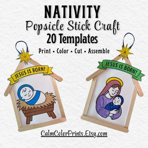 Nativity Popsicle Stick Craft Template | Christmas Ornaments (digital Download) - Etsy