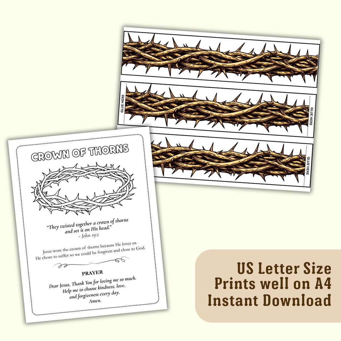 Crown of Thorns Craft: Printable Headband for Kids (PDF Download) - Etsy