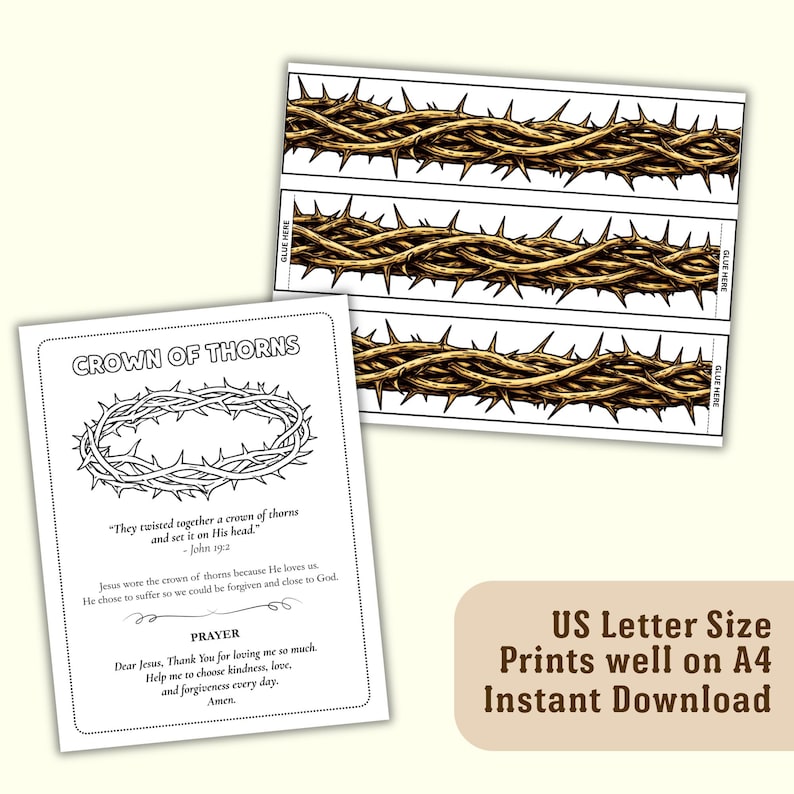 Crown of Thorns Craft Printable Wearable Headband Lent Holy Week Easter ...