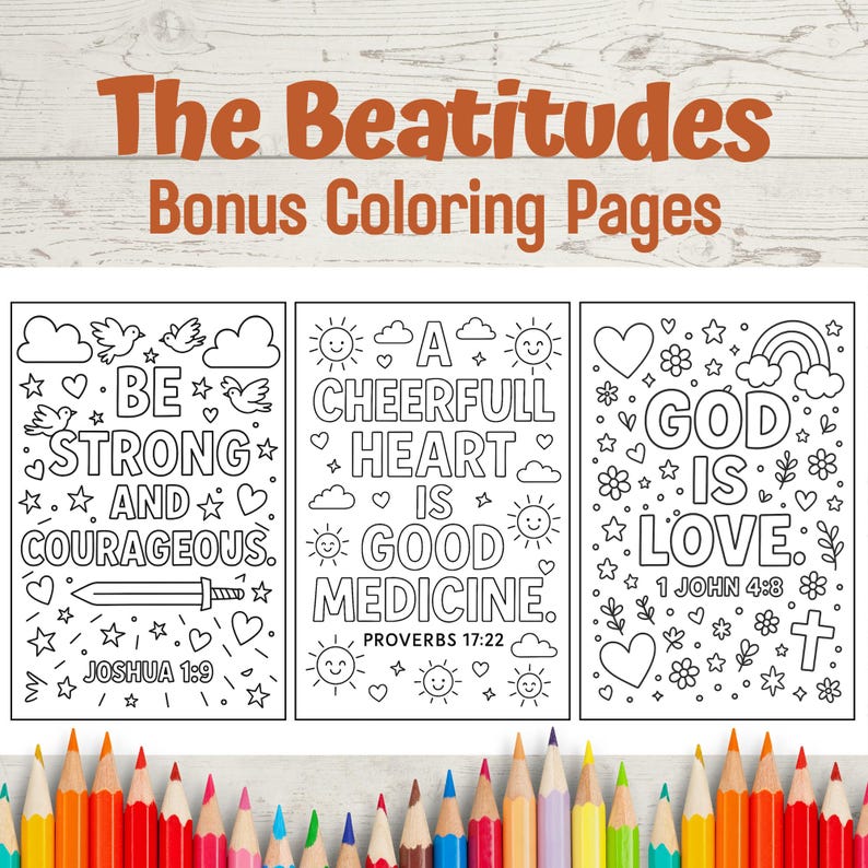 The Eight Beatitudes Activity Placemat Printable Bundle, Bible Verse ...