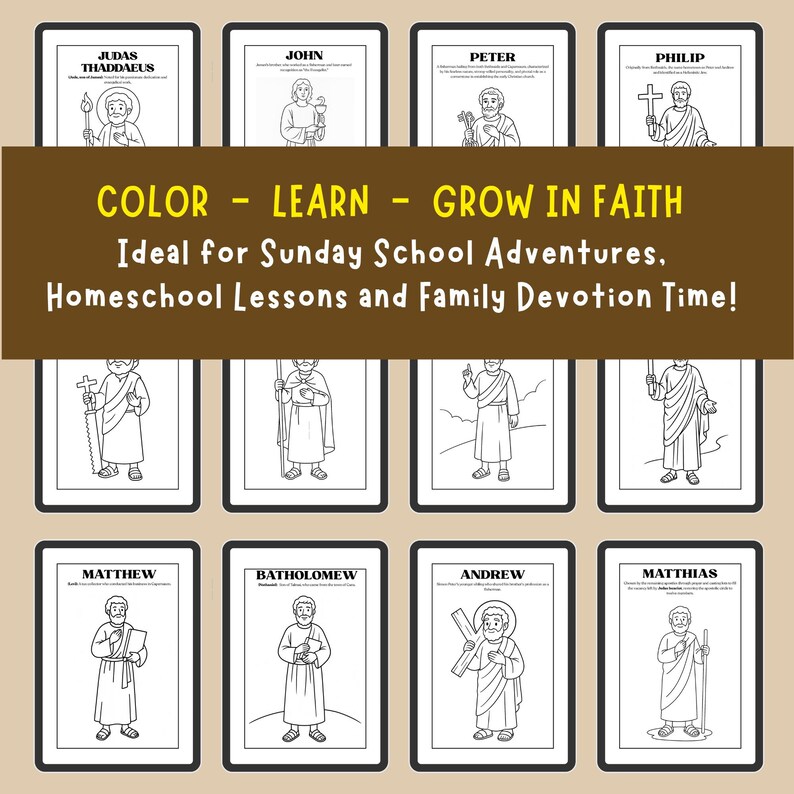12 Apostles of Jesus Coloring Pages | Bible Story Printable for Kids ...