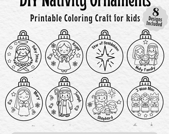 Printable Christmas Nativity Set Black and White – DIY Coloring Craft ...
