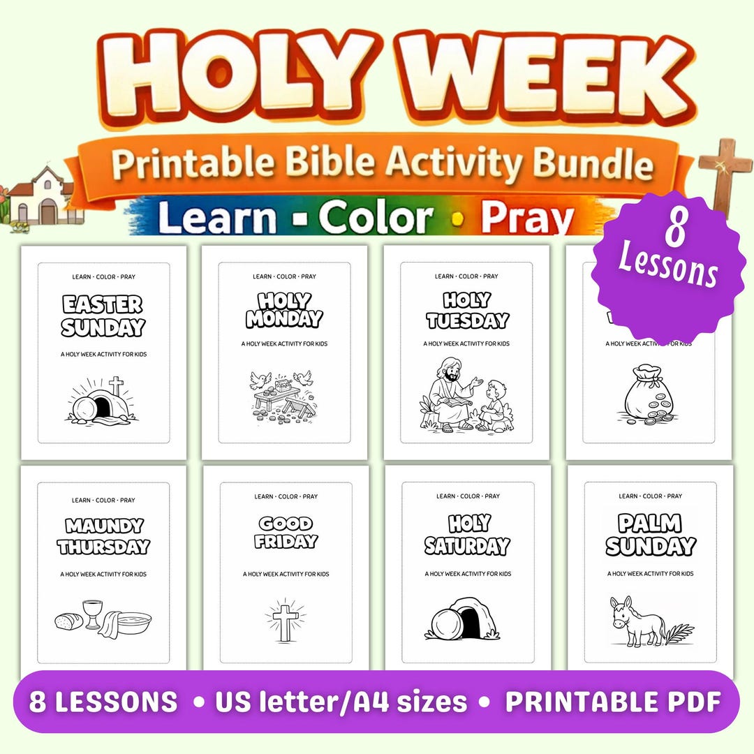 Holy Week Printable Bundle for Kids | Easter Bible Activities ...
