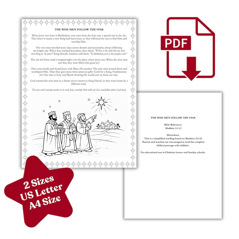 Wise Men Follow the Star Coloring Page | Epiphany Bible Story for Kids ...