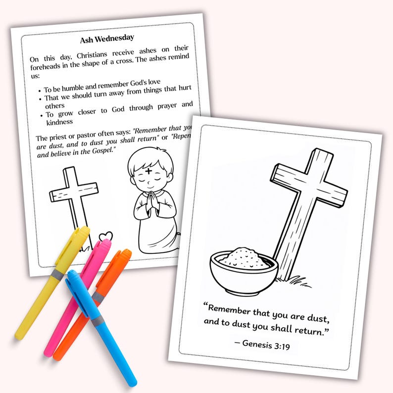 Ash Wednesday Learn Color Pray Printable | Catholic Lent Activity for ...