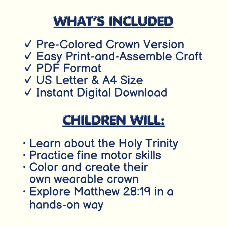 Holy Trinity Crown Craft Printable PDF | Christian Sunday School ...