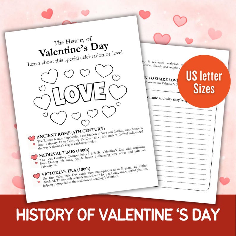 History of Valentine’s Day Worksheet for Kids | Printable Activity ...