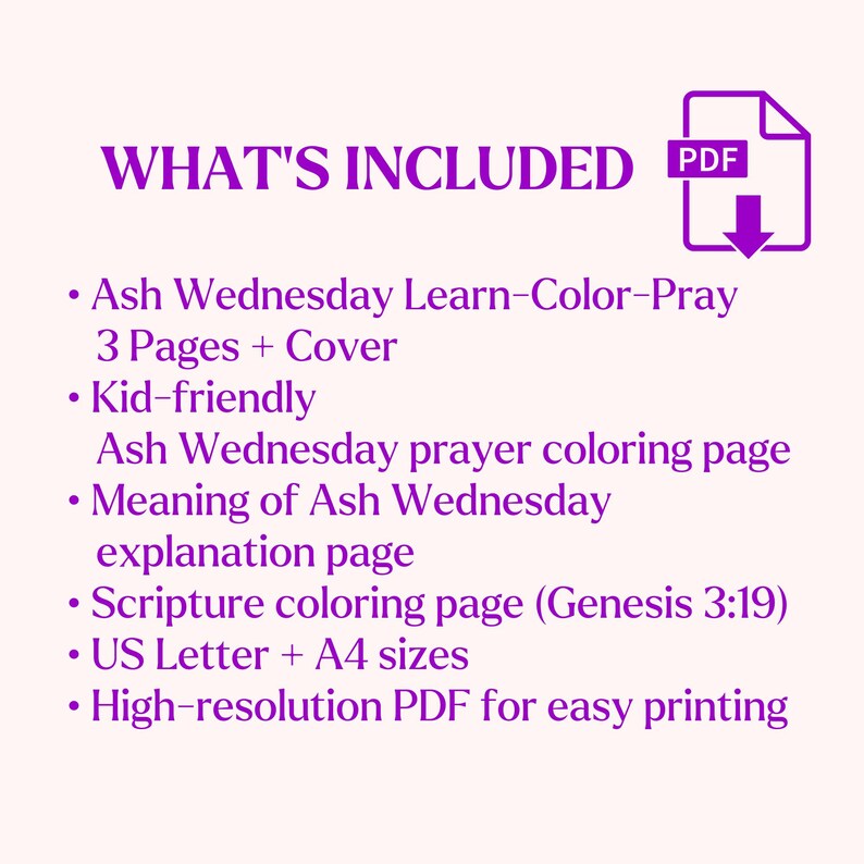 Ash Wednesday Learn Color Pray Printable | Catholic Lent Activity for ...