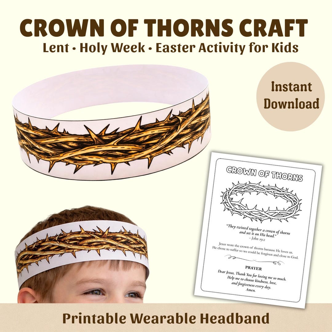Crown of Thorns Craft: Printable Headband for Kids (PDF Download) - Etsy