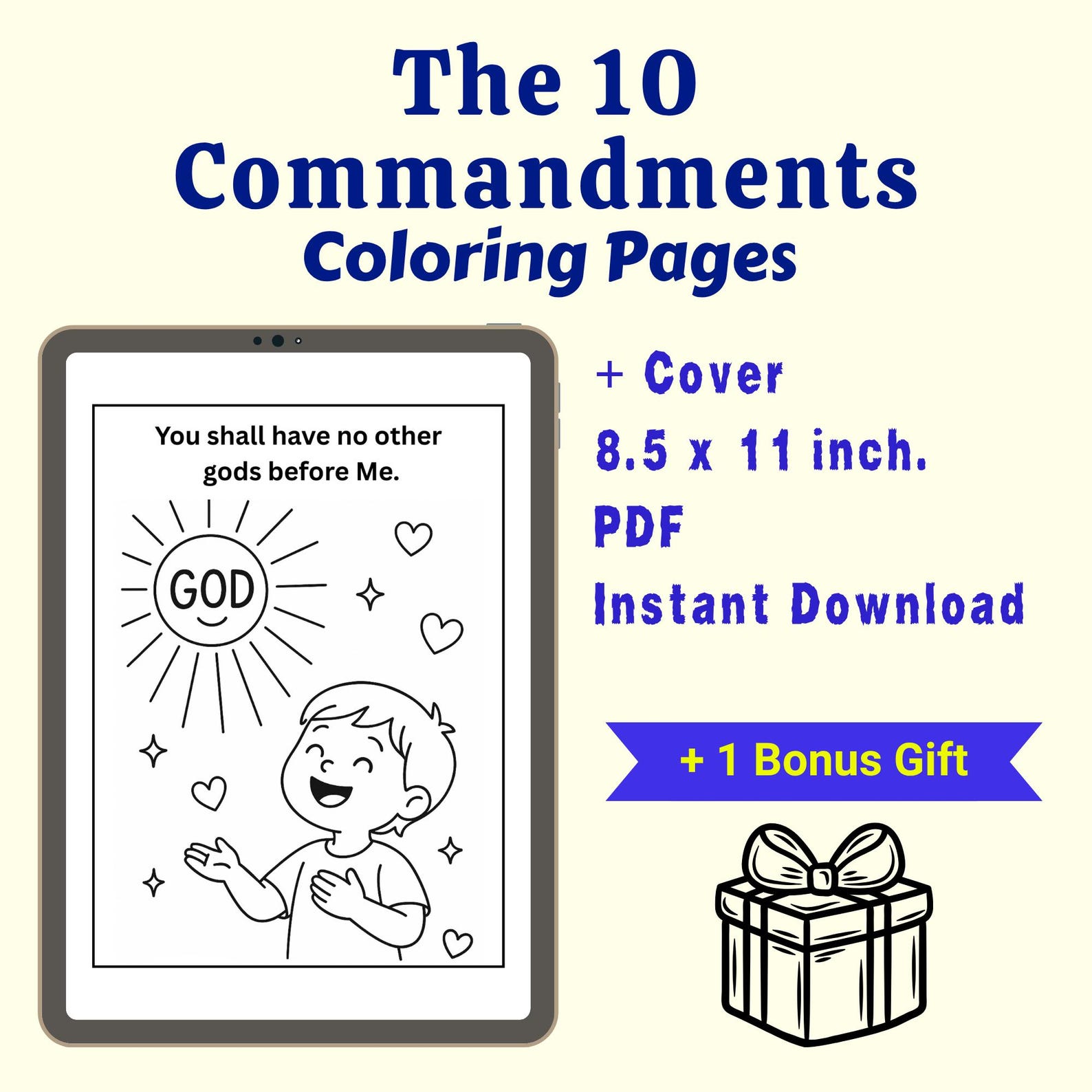 10 Commandments Coloring Pages for Kids, Printable Bible Activity ...