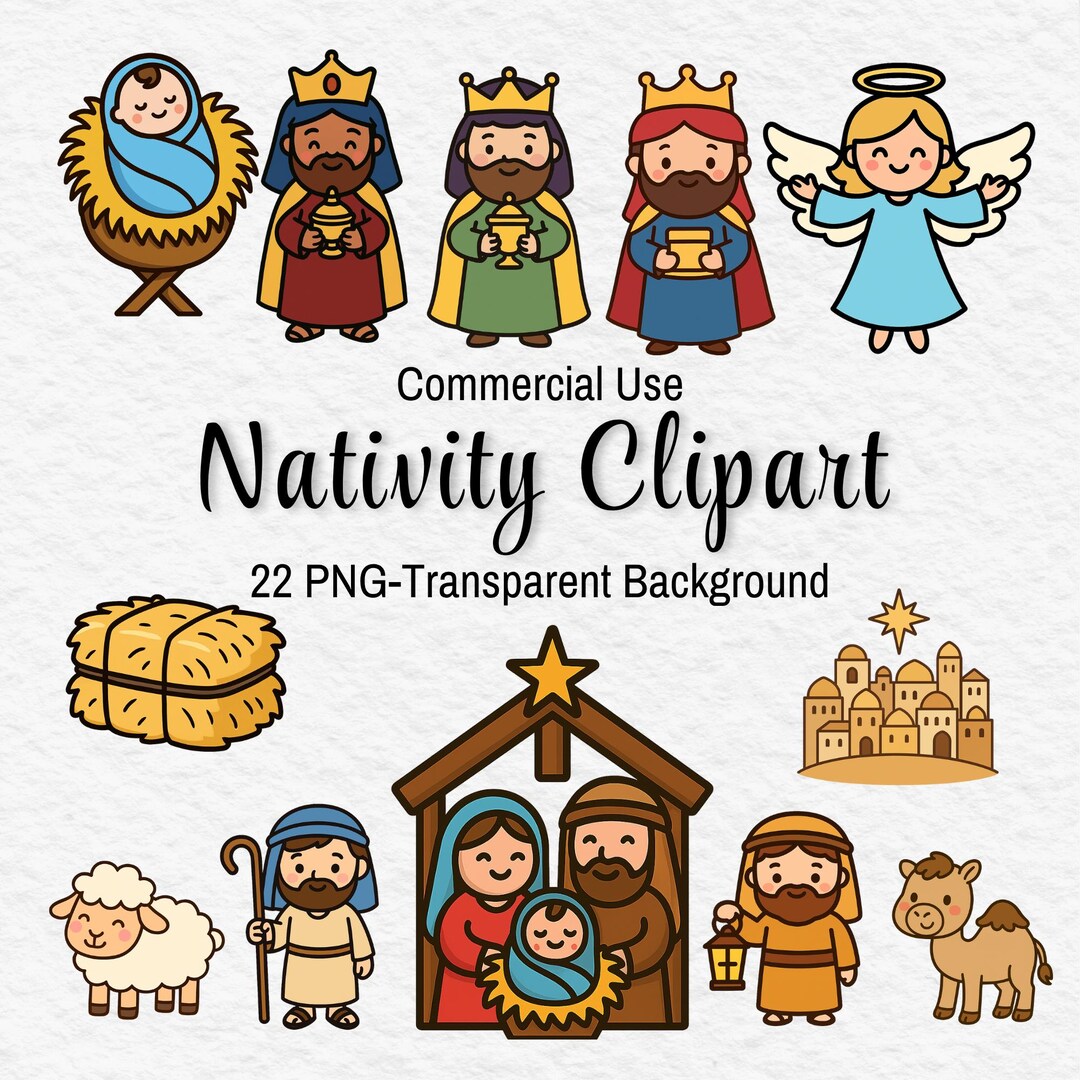 Nativity Clipart Set | 22 Christmas Bible Icons | Transparent PNG ...