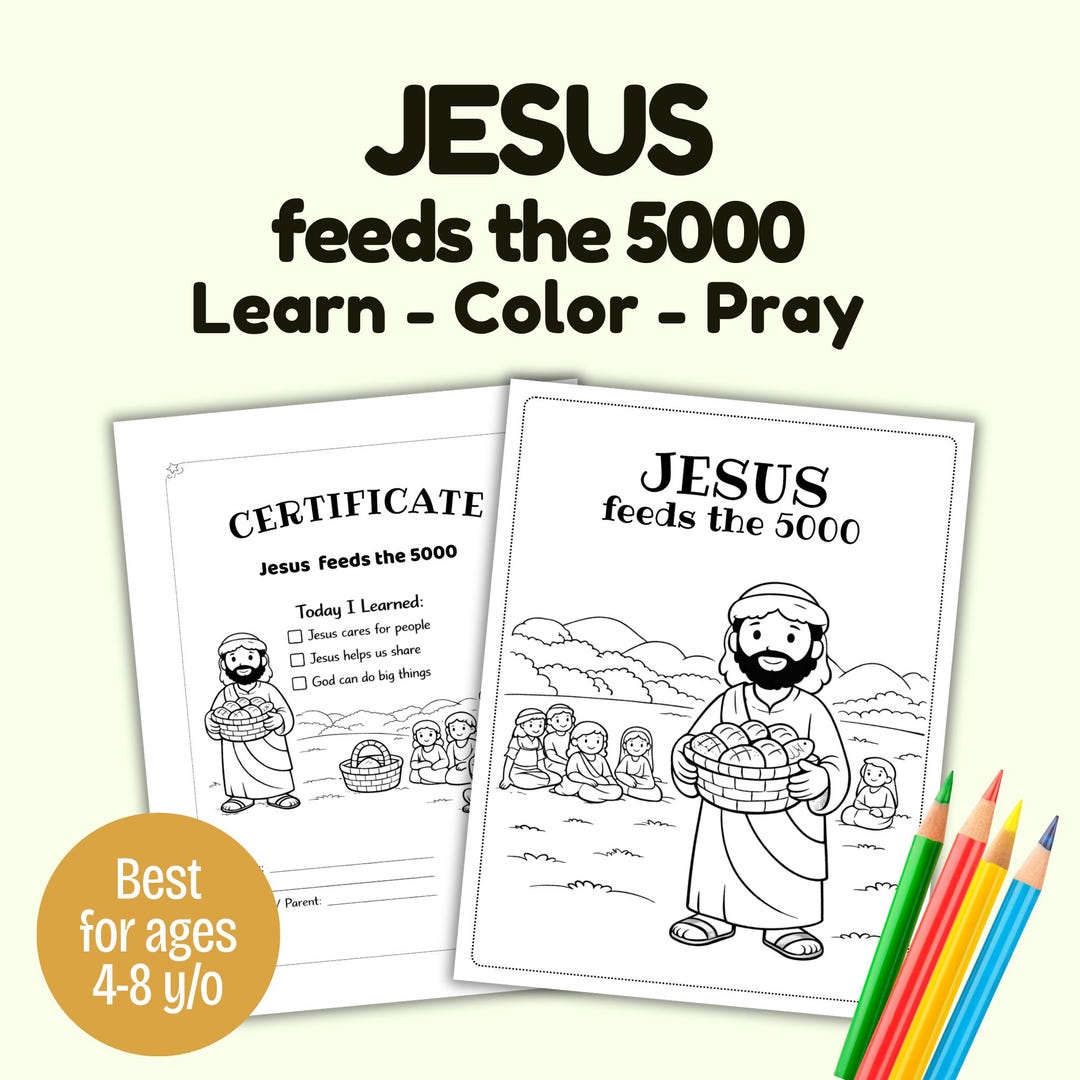 Jesus Feeds the 5000 Activity Pack for Kids | Bible Worksheets for Ages ...