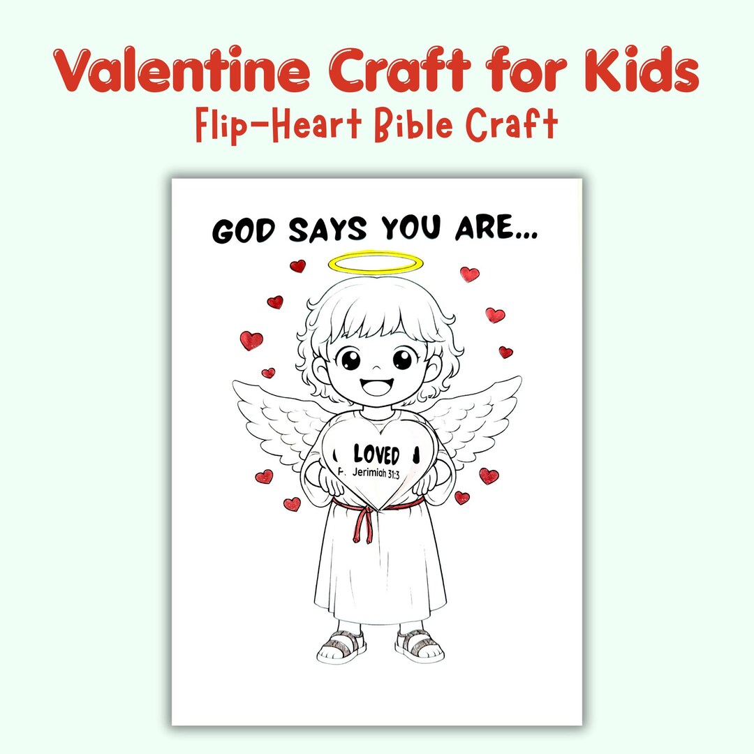 Valentine Angel Craft for Kids: Flip-heart Bible Activity - Etsy