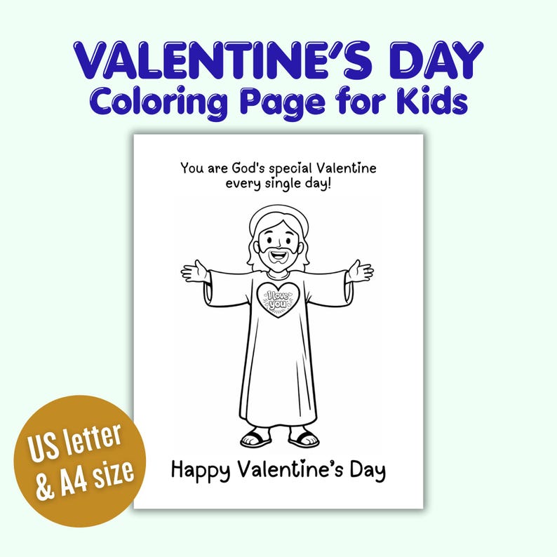 Jesus Loves You Valentine Coloring Page, Sunday School Activity ...