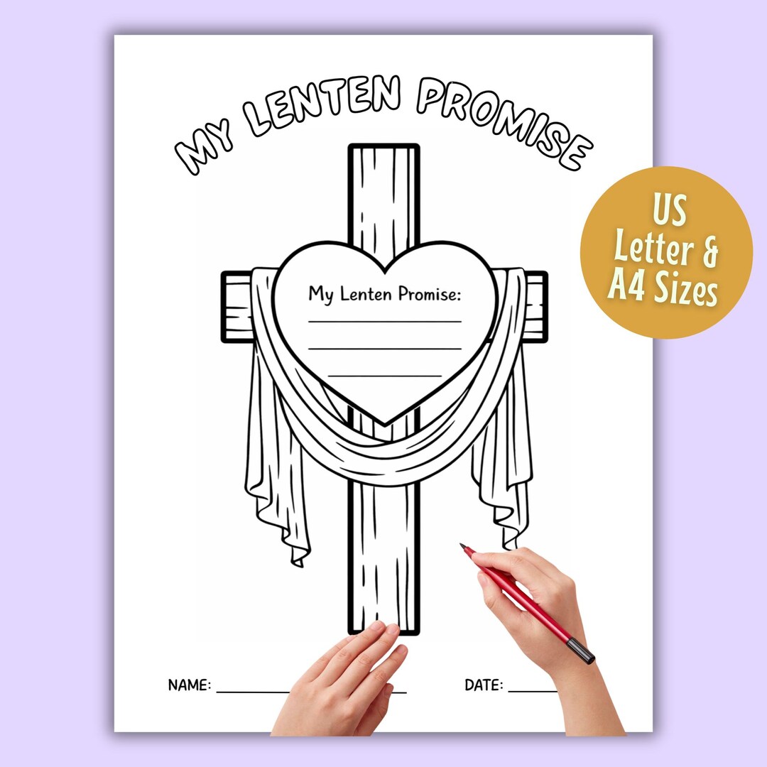Lenten Promise Printable for Kids | Christian Lent Coloring Activity ...