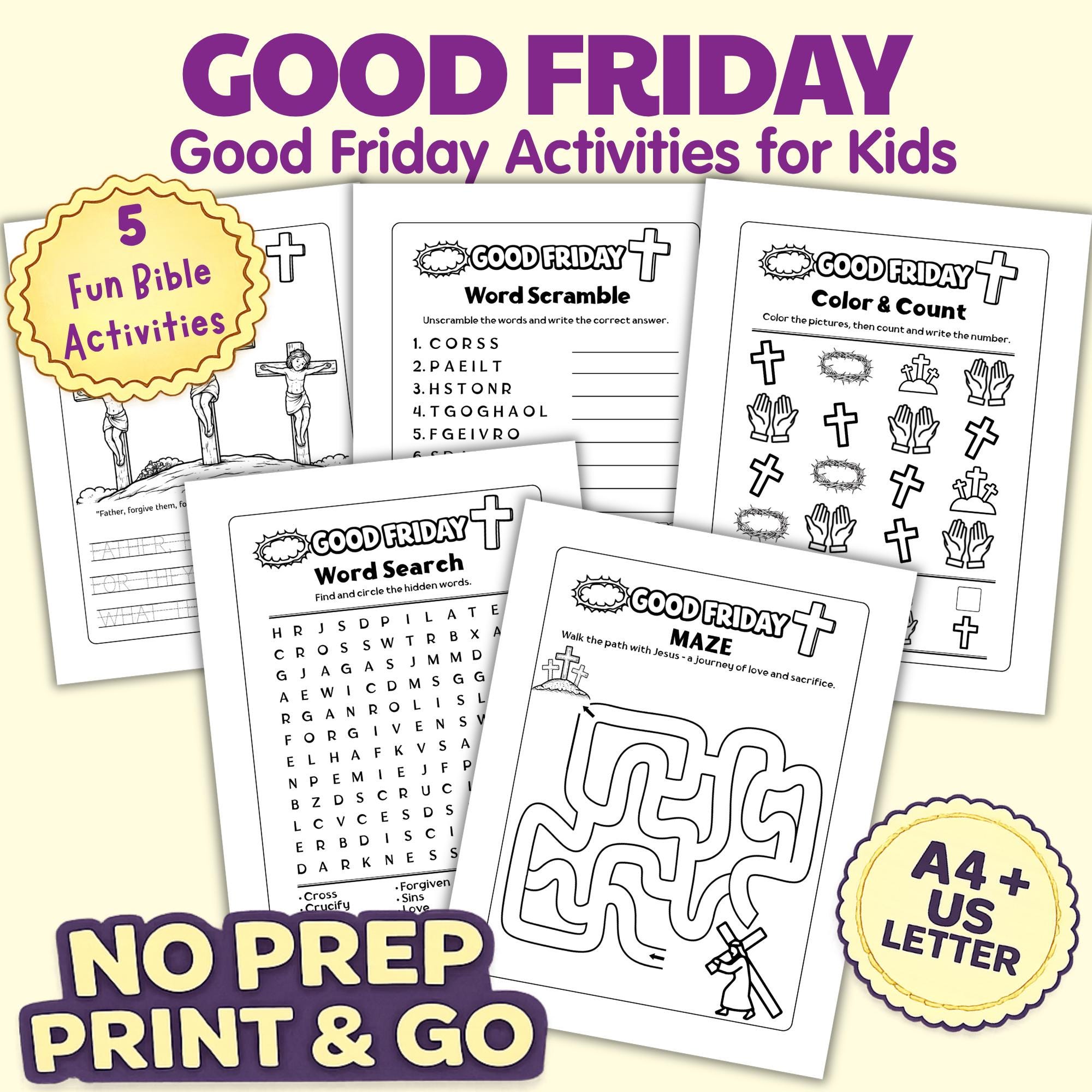 Good Friday Activities for Kids | Christian Easter Printable Bundle ...