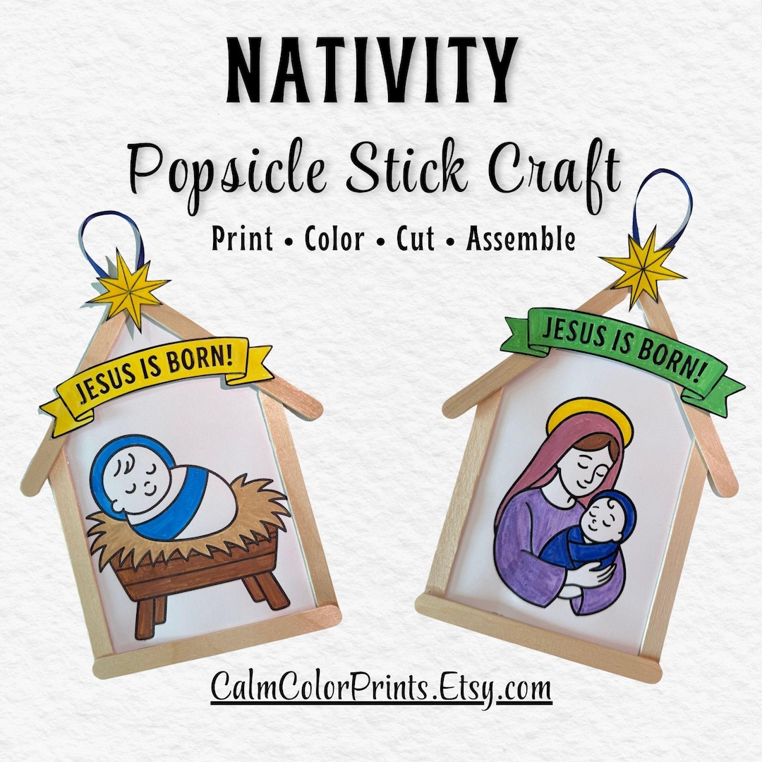 Nativity Popsicle Stick Craft for Kids • DIY Ornament • Printable ...