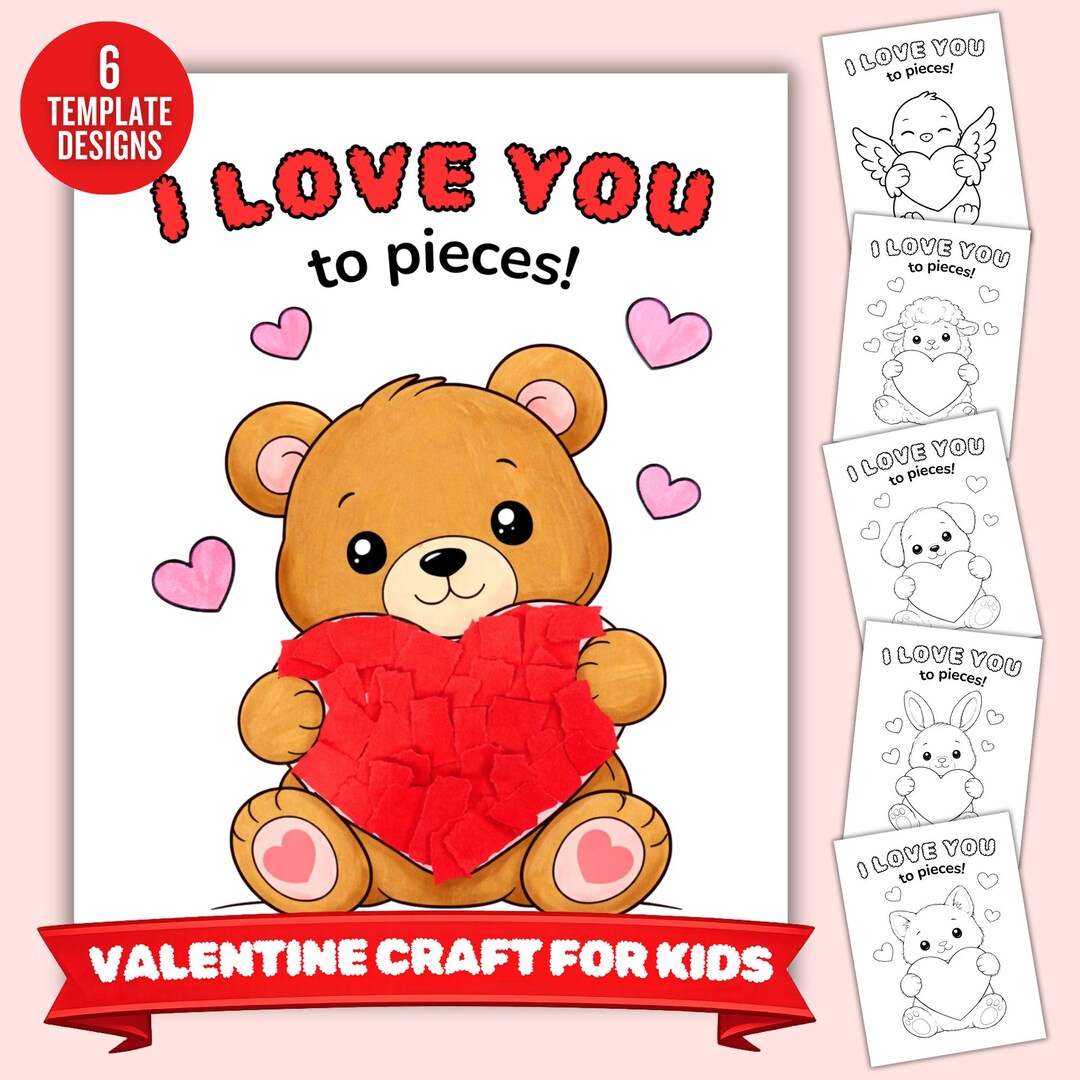 Easy Valentine Craft for Kids | Color, Cut and Paste | 6 Printable ...