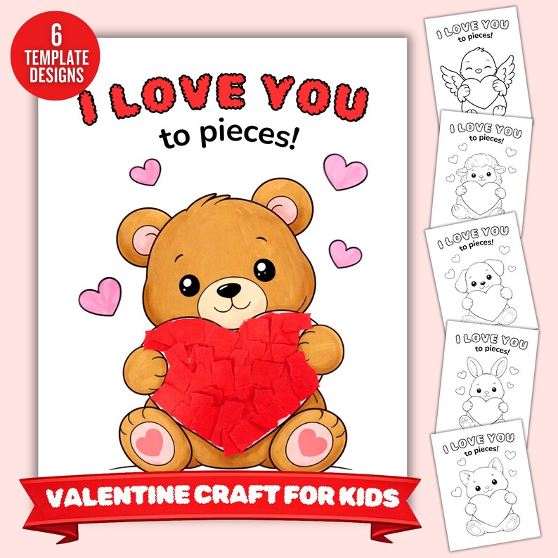 Easy Valentine Craft for Kids | Color, Cut and Paste | 6 Printable ...
