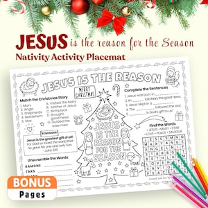 Jesus is the Reason Christmas Activity Placemat for Kids | Bible ...