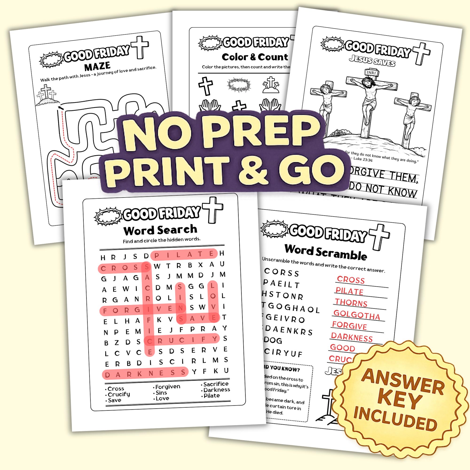 Good Friday Activities for Kids | Christian Easter Printable Bundle ...