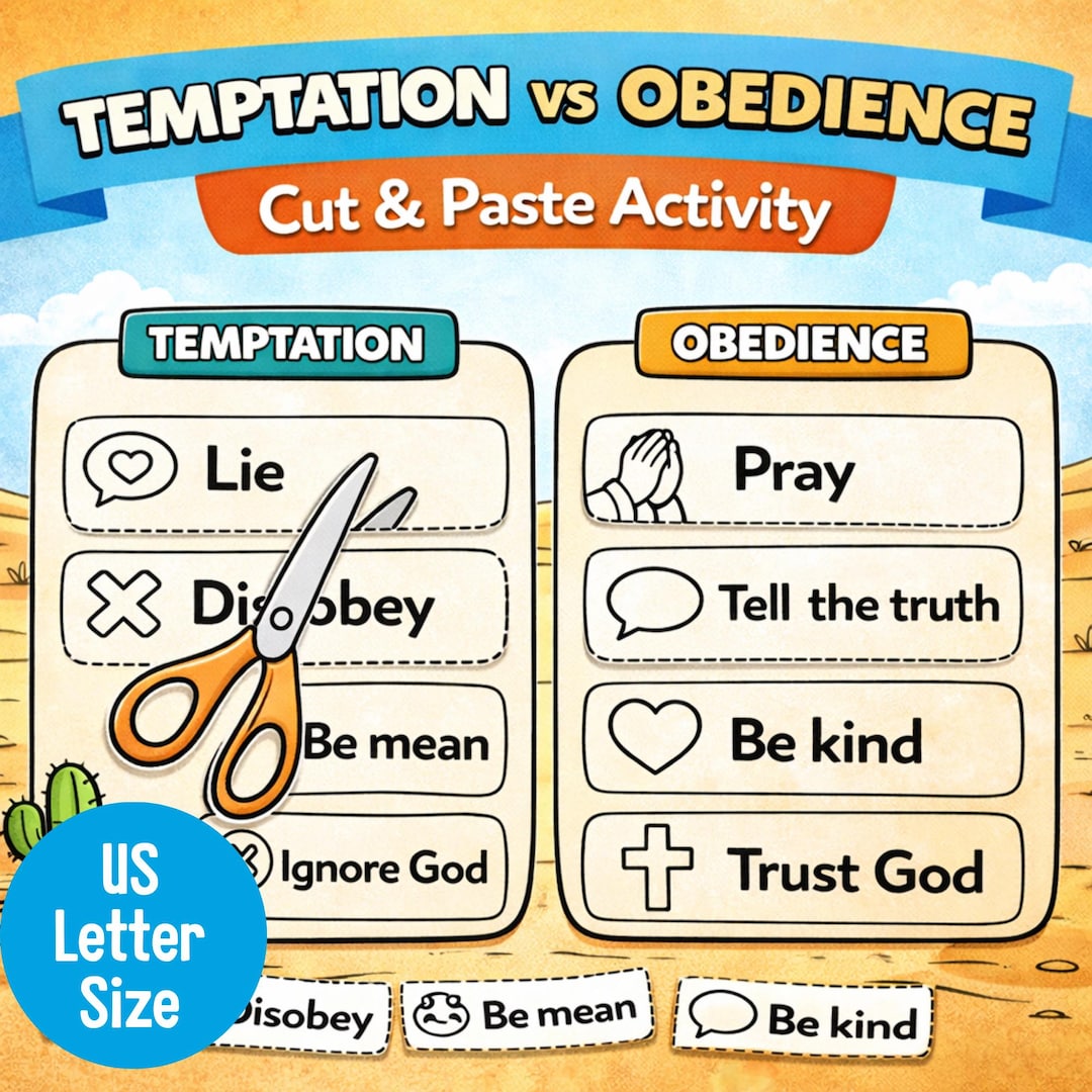 Temptation or Obedience Cut and Paste Activity | Lent Bible Lesson ...