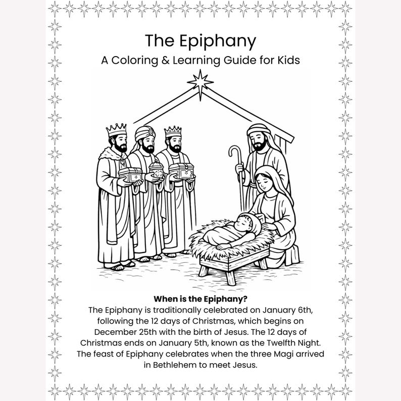 Epiphany Printable PDF | Christian Color, Pray and Learn Activities for ...
