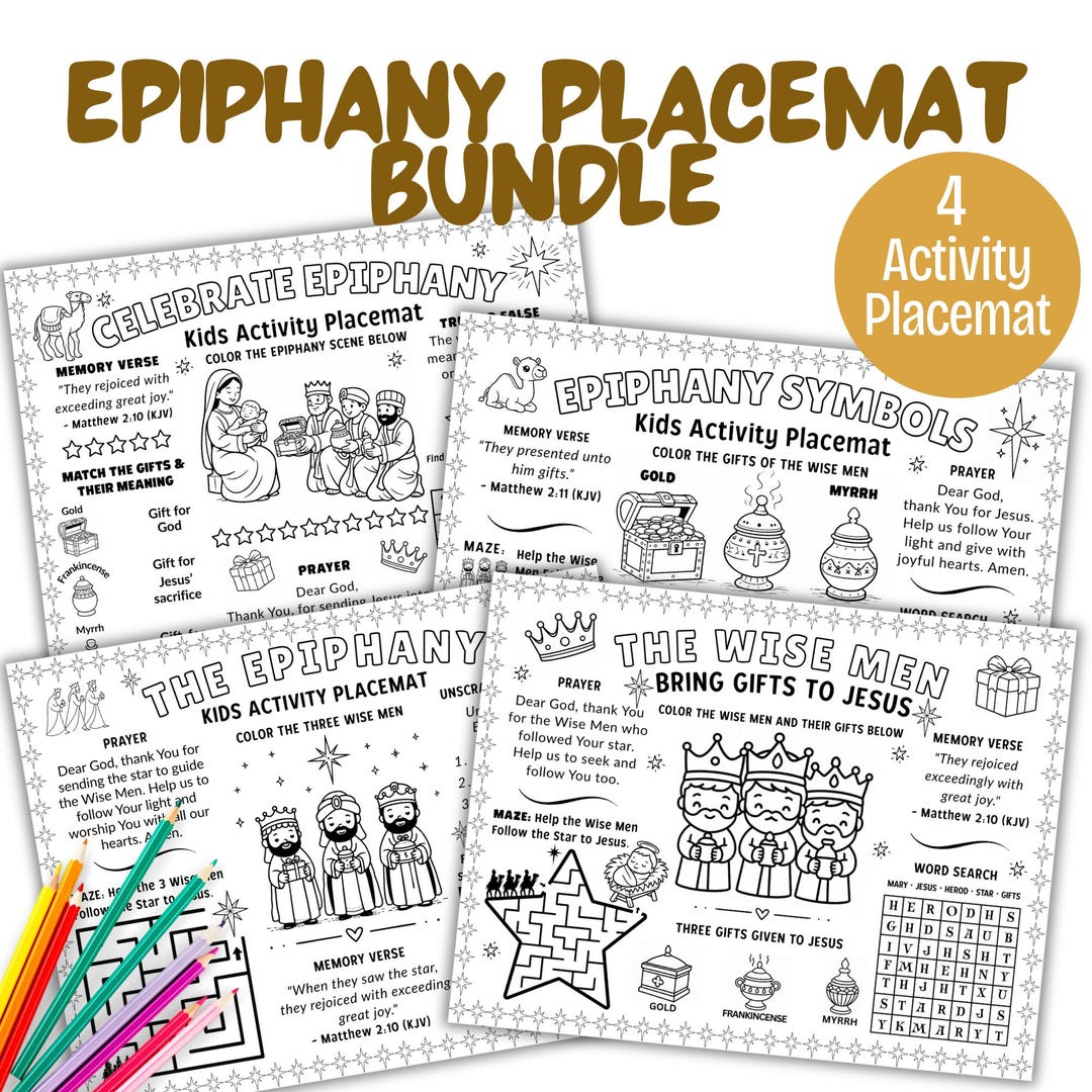Epiphany Placemat Bundle for Kids | Christian Activity Placemats | Wise ...