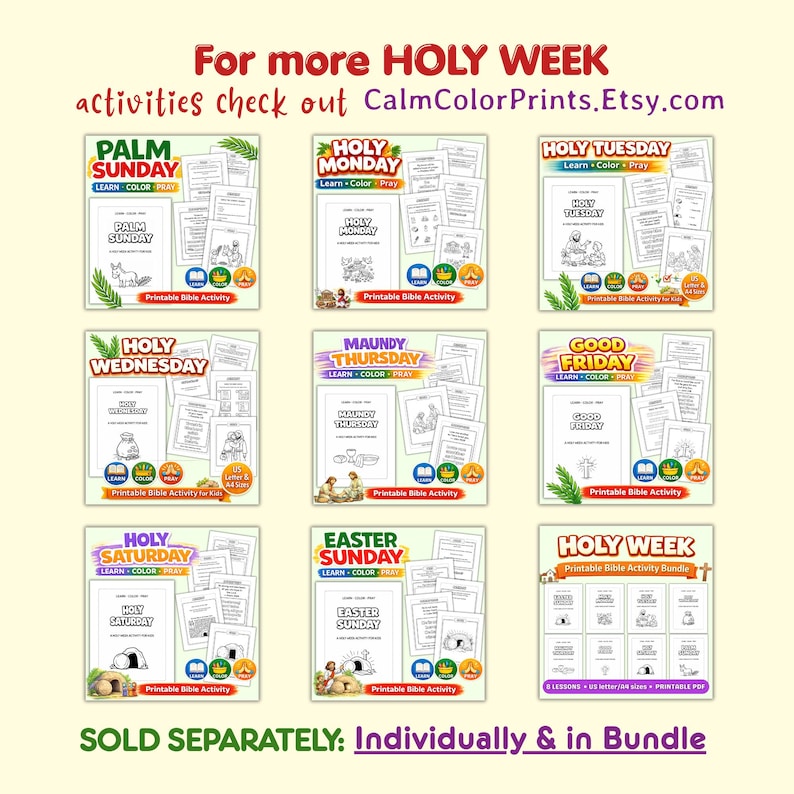 Maundy Thursday Activity Pack for Kids | Christian Holy Week Printable ...