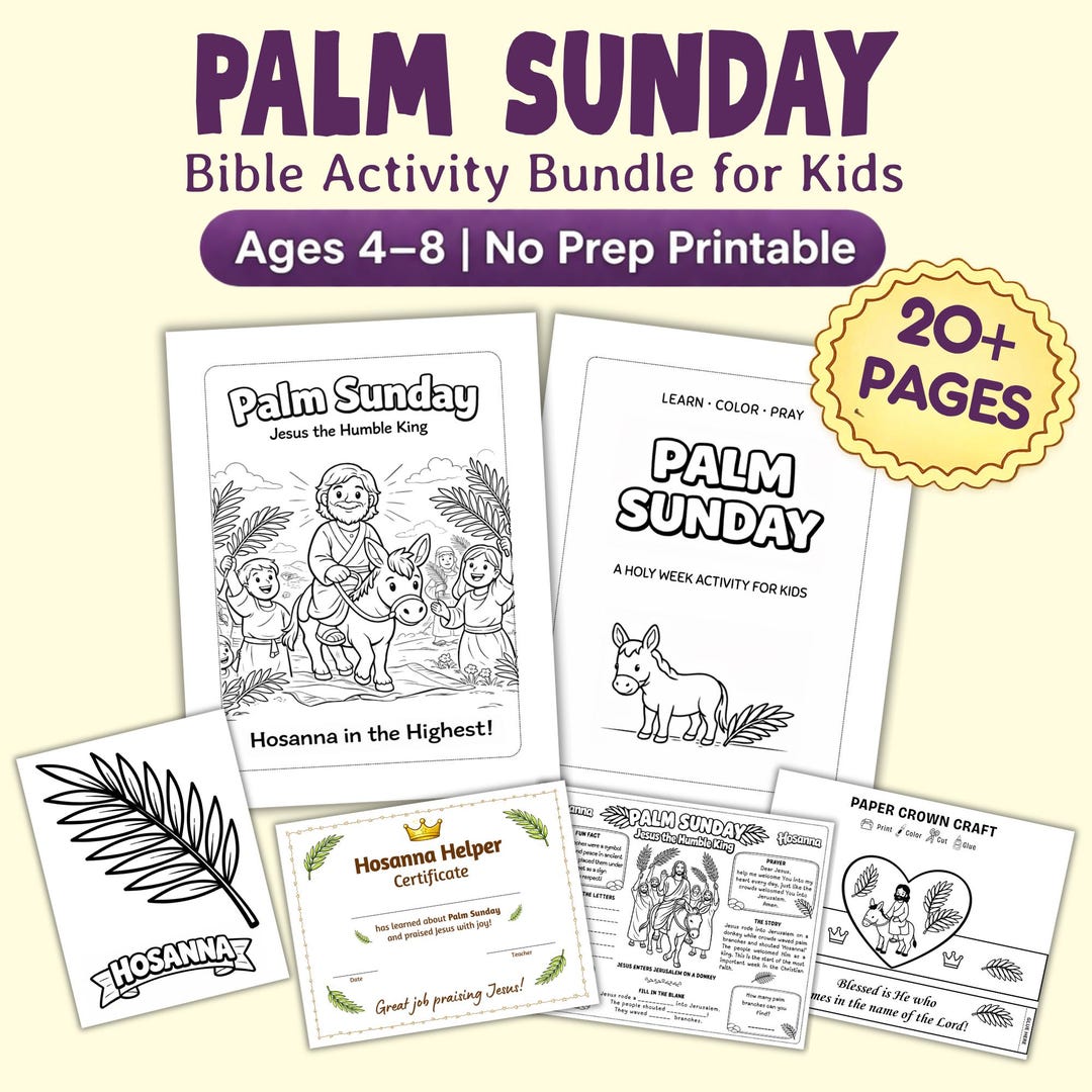 Palm Sunday Kids Activity Bundle | Holy Week Printable Placemat, Crafts ...
