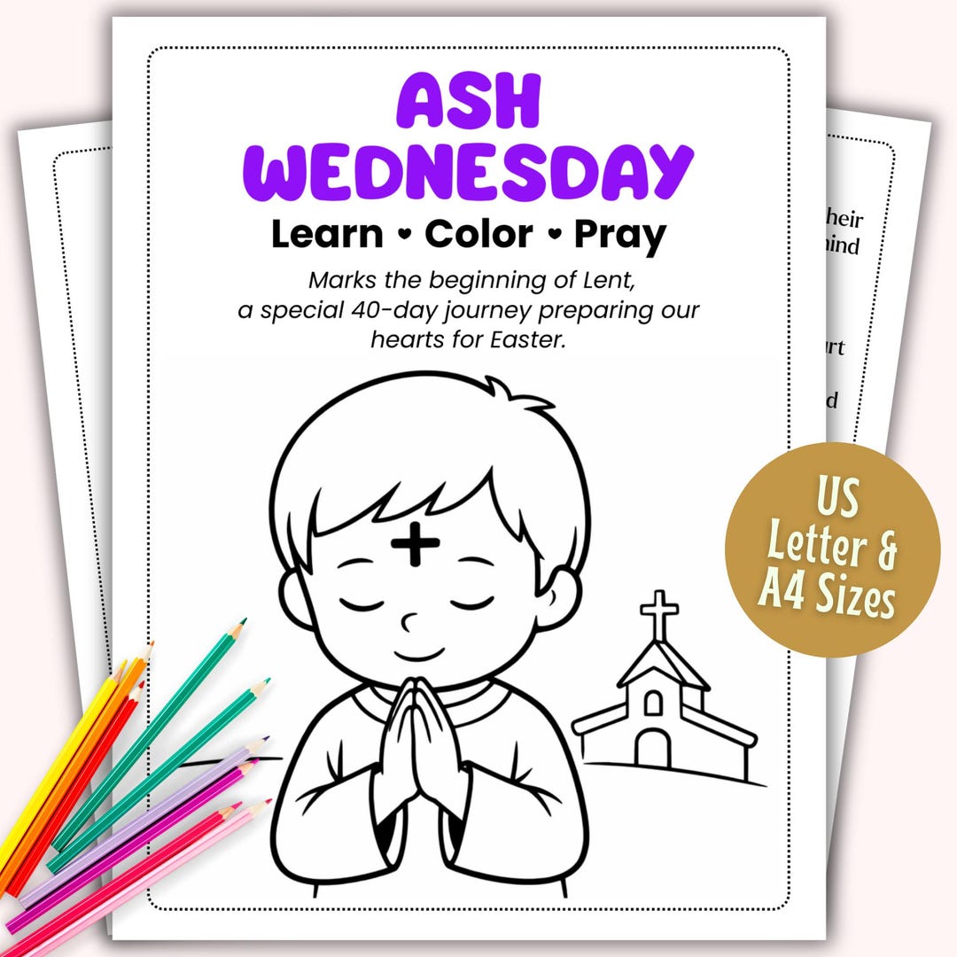 Ash Wednesday Learn Color Pray Printable | Catholic Lent Activity for ...