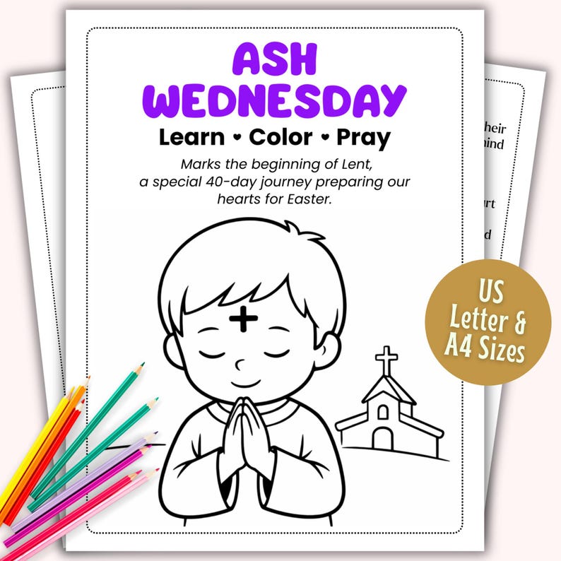 Ash Wednesday Learn Color Pray Printable | Catholic Lent Activity for ...