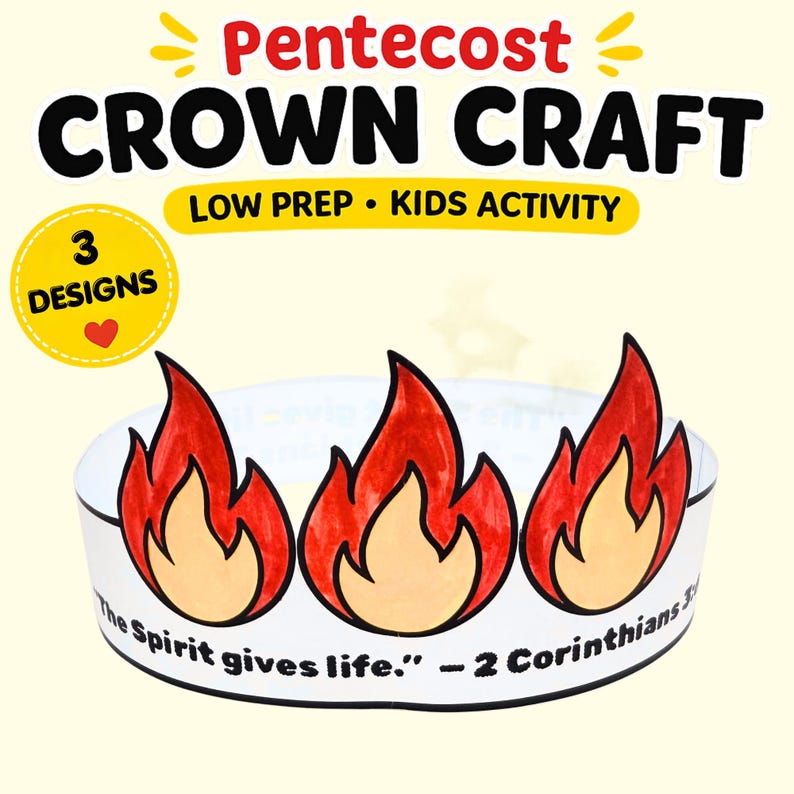 Pentecost Paper Crown Craft for Kids | Holy Spirit Flames Coloring ...